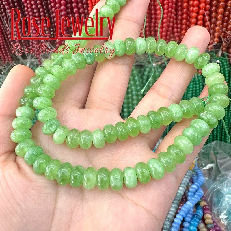 Бусины из нефрита Prehnite Jade, изумрудные, 5x8 мм