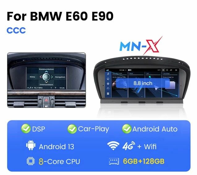 Магнитола 8.8" BMW 3 E90 5 E60 2005-2009 CCC MEKEDE 6/128GB MN-X