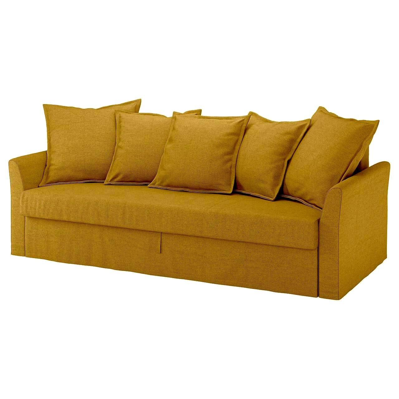 Чехол на прямой диван-кровать Хольмсунд (HOLMSUND) Янтарный Велюр