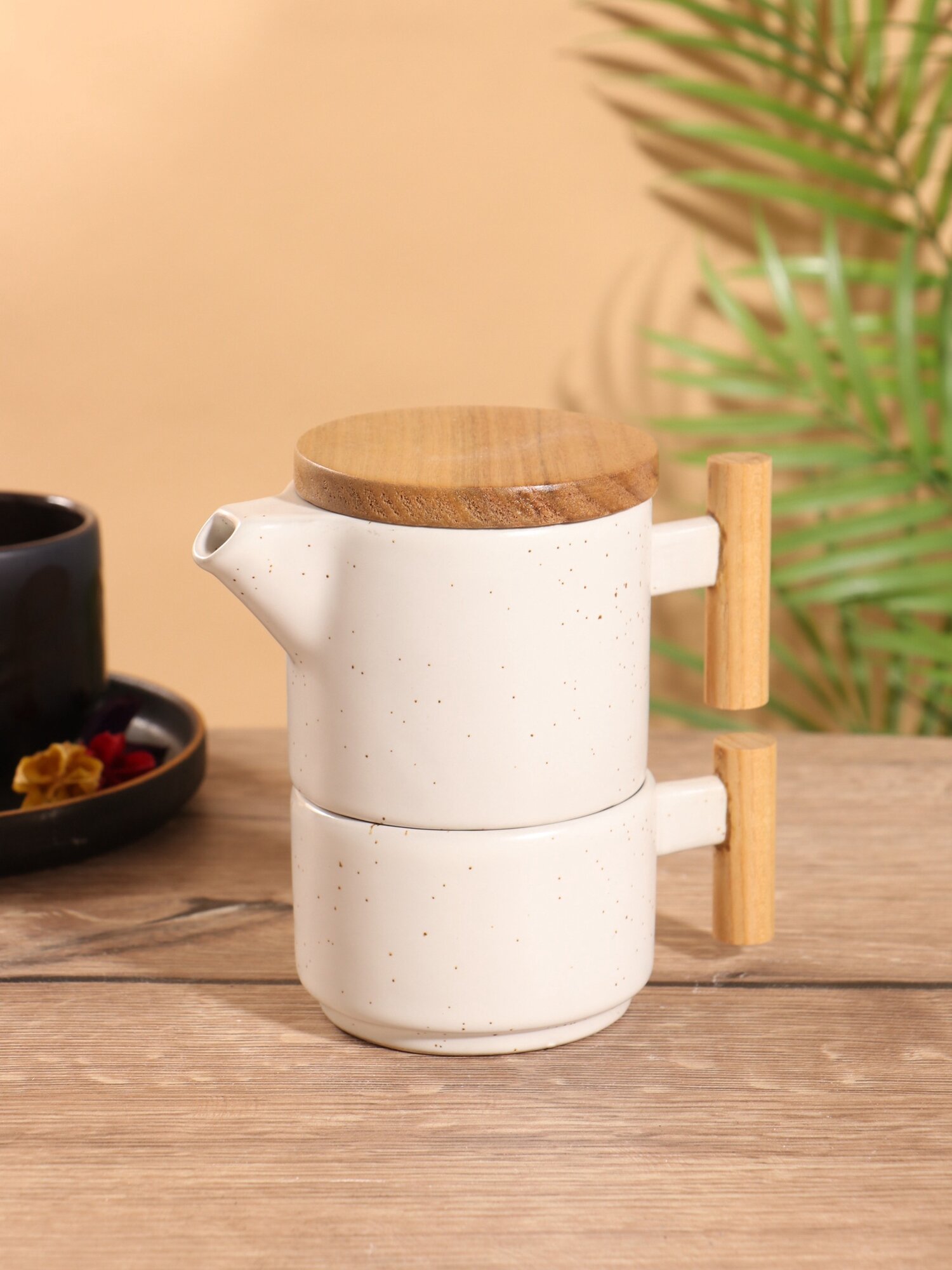 Набор для чаепития «Атика» керамический, белый, чайничек + кружка