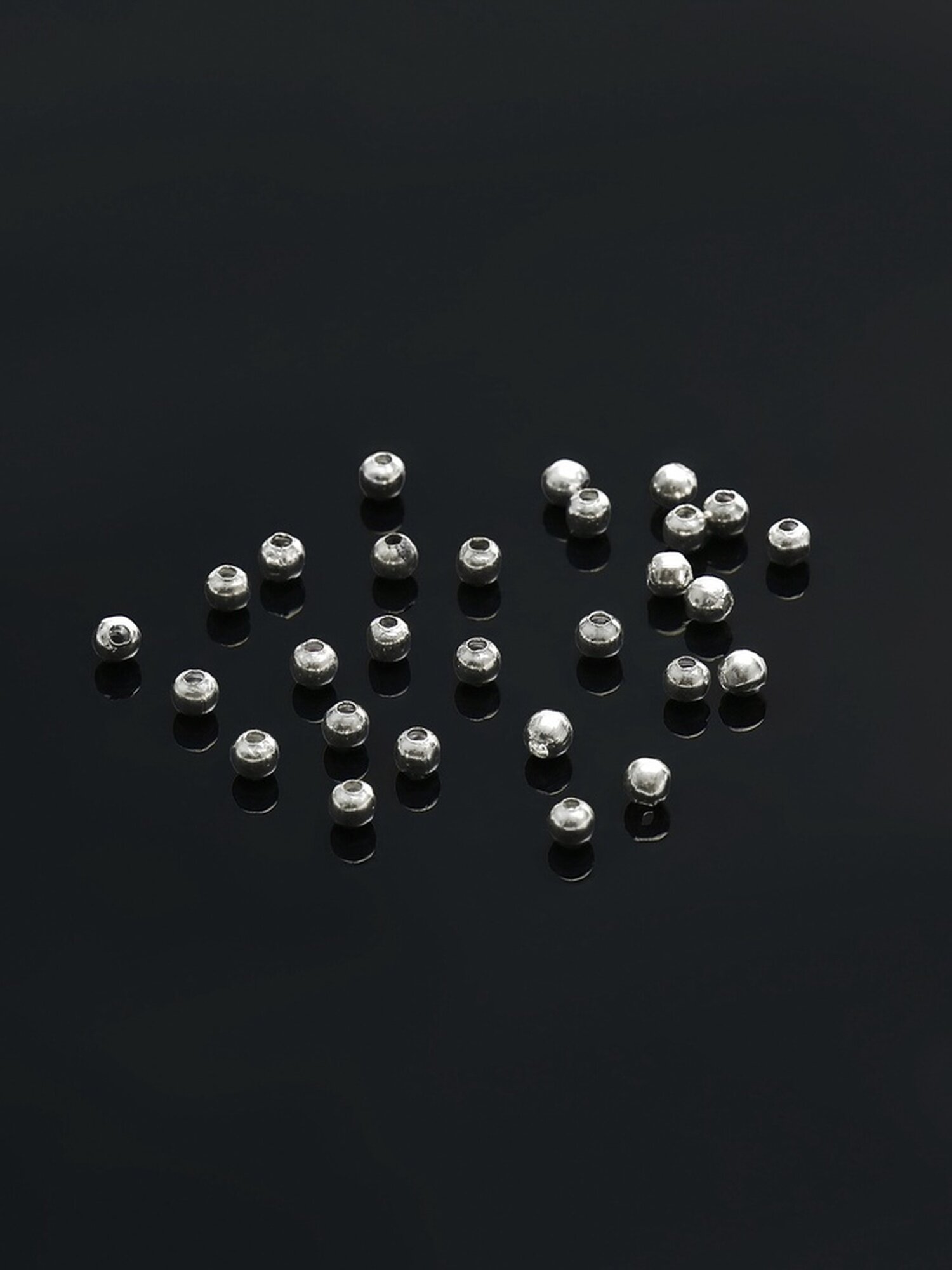 Кримп (зажимная бусина) СМ-378 (набор 30 шт.), 2,4 мм, цвет серебро