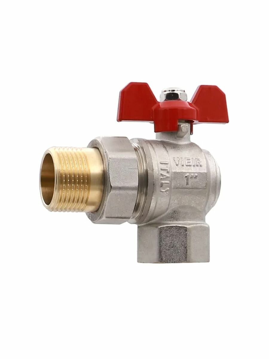 Кран шаровой ViEiR VER48, латунь, угловой, со сгоном, ручка-бабочка, 3/4", для воды