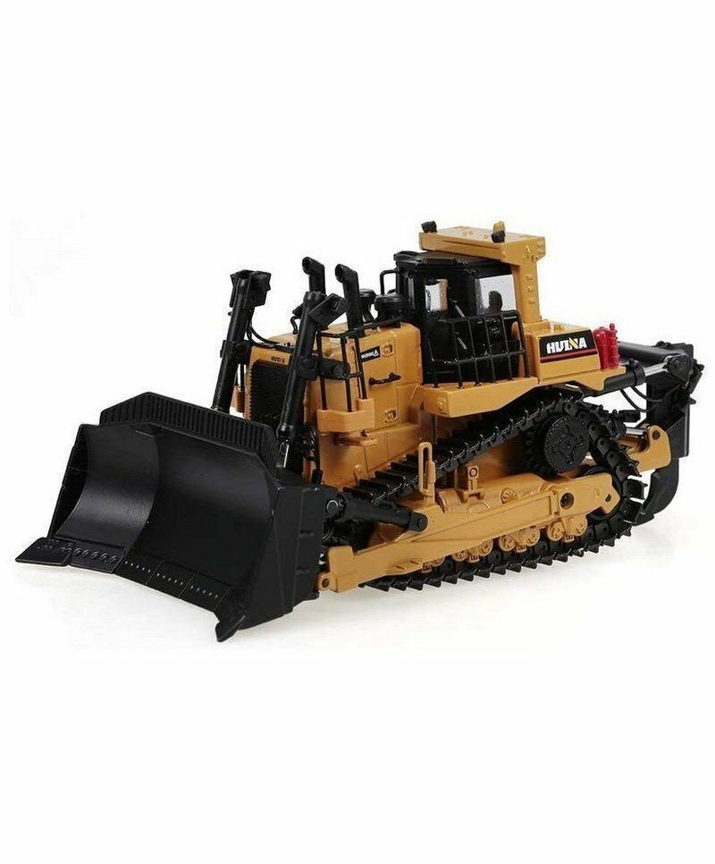 Гусеничный бульдозер Huina HN1700, металл, 1:50, с фигуркой водителя, черный