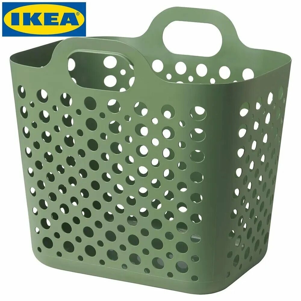 Корзина для белья IKEA 24 литра складная тканевая с ручками для дома ванной комнаты органайзер