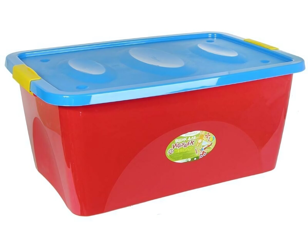 Ящик для игрушек 44л «Пиколо» на колесиках, пластик, ремень, мягкое окрашивание