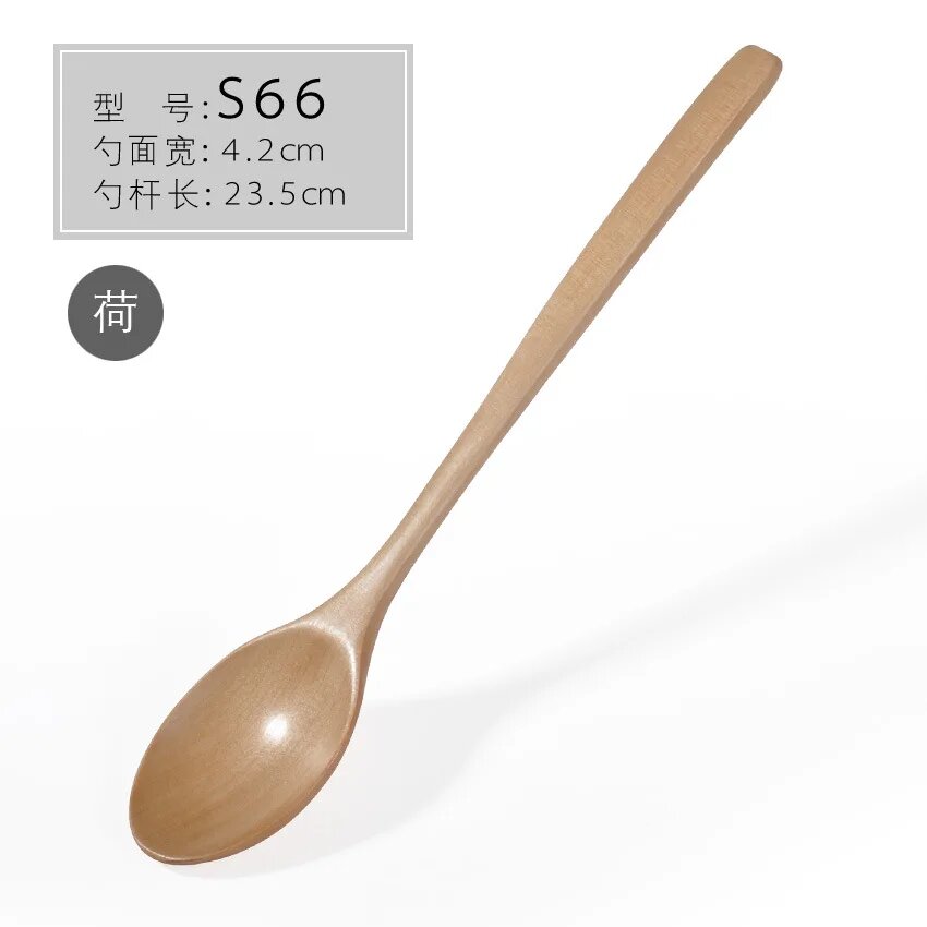 1PCS Korean Wooden Soup Spoon, Long Handle Wooden Tea Dessert Spoon, Coffee Mixing Spoons Natural, Cooking Spoon Cucharas Cocina