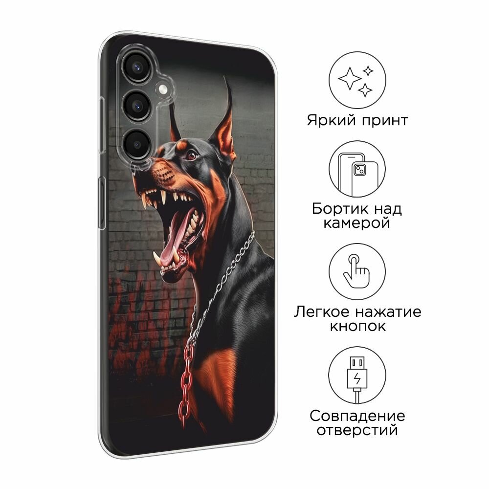 Чехол на Samsung Galaxy A24 / Самсунг Галакси A24 с принтом "Доберман с цепью" — фото 1