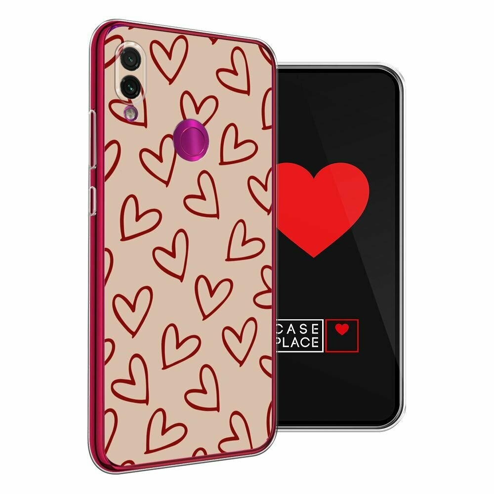 Чехол на Xiaomi Redmi Note 7 / Сяоми Редми Нот 7 с принтом "Little hearts doodles 1 - 14 февраля" — фото 1