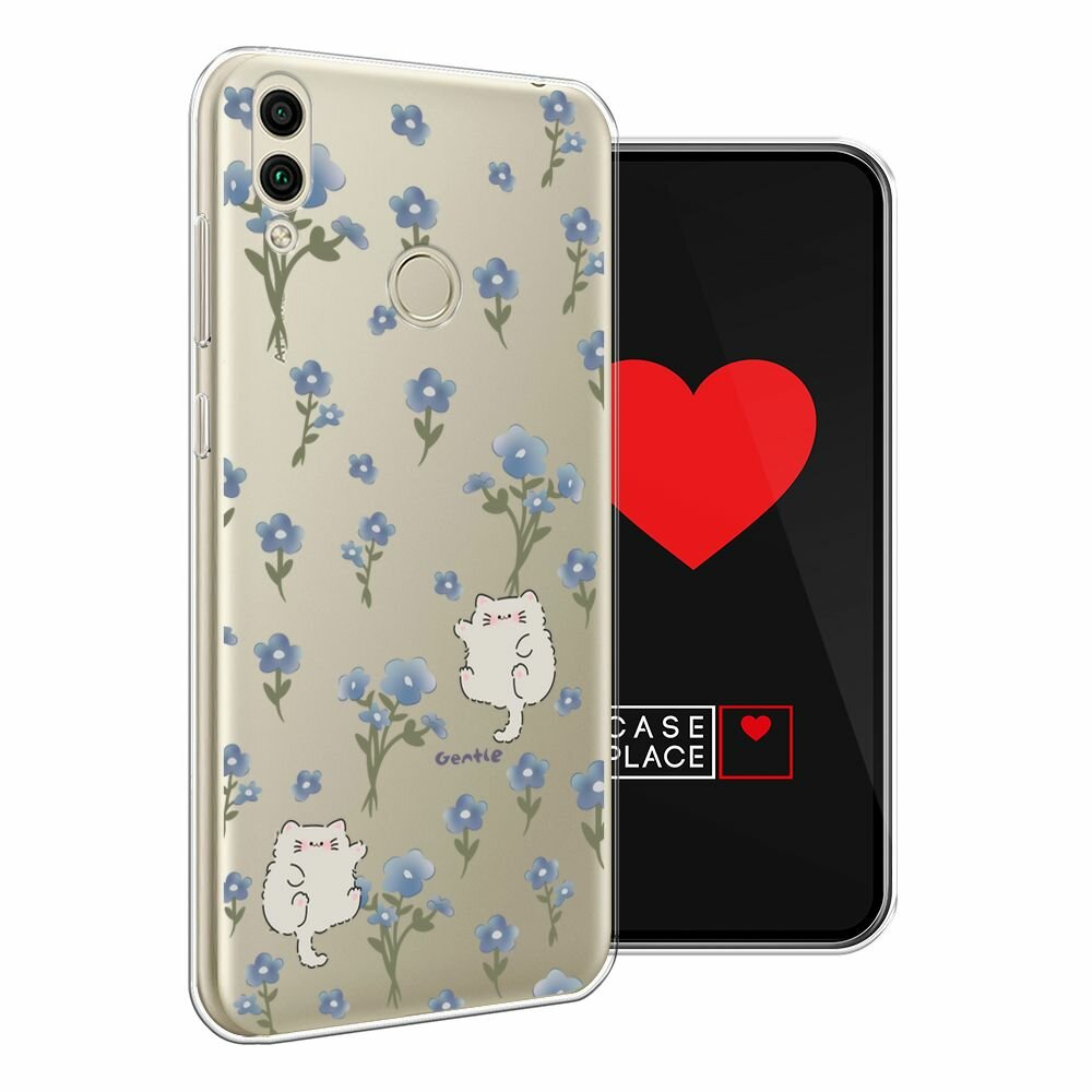 Чехол на Honor 8C / Хонор 8С с принтом "Gentle cats", прозрачный — фото 1