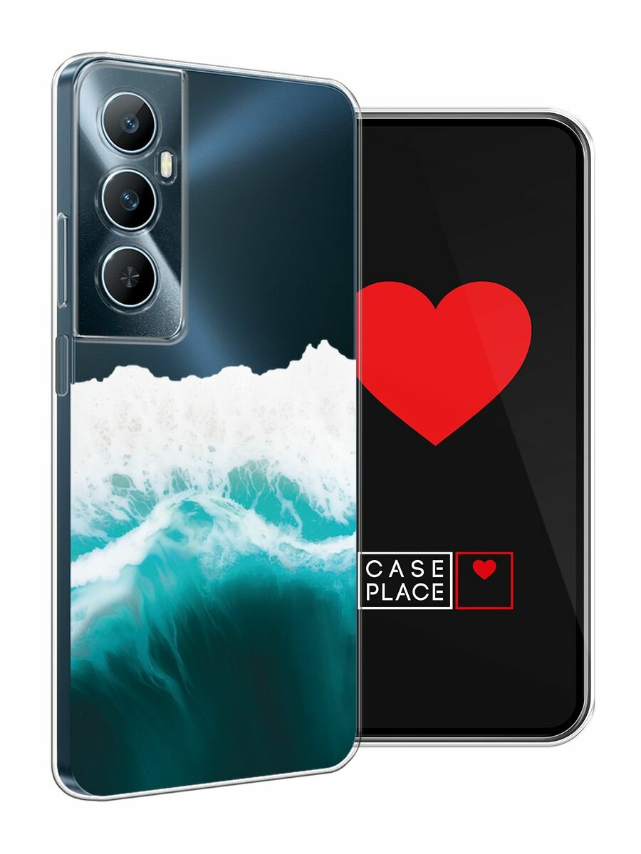 Чехол на Realme C65 / Реалми С65 с принтом "Большая волна", прозрачный — фото 1