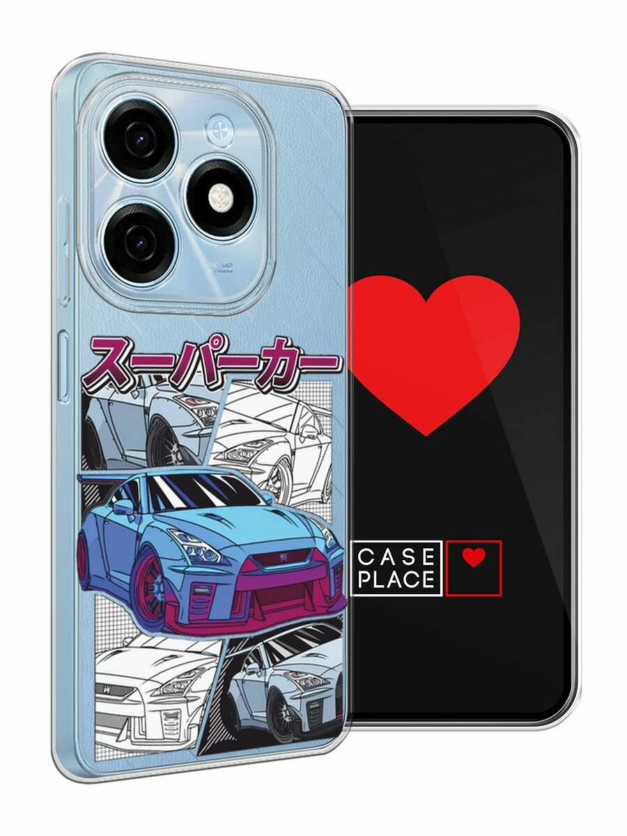 Чехол на Tecno Spark 20 / Текно Спарк 20 с принтом "JDM коллаж", прозрачный — фото 1