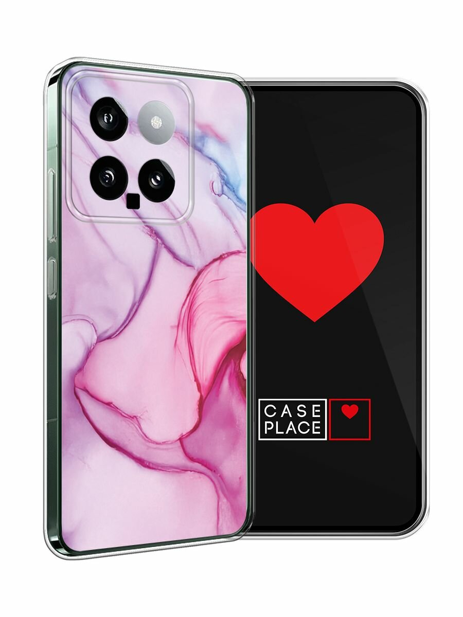Чехол на Xiaomi 14 / Сяоми 14 с принтом "Розовые мраморные разводы" — фото 1