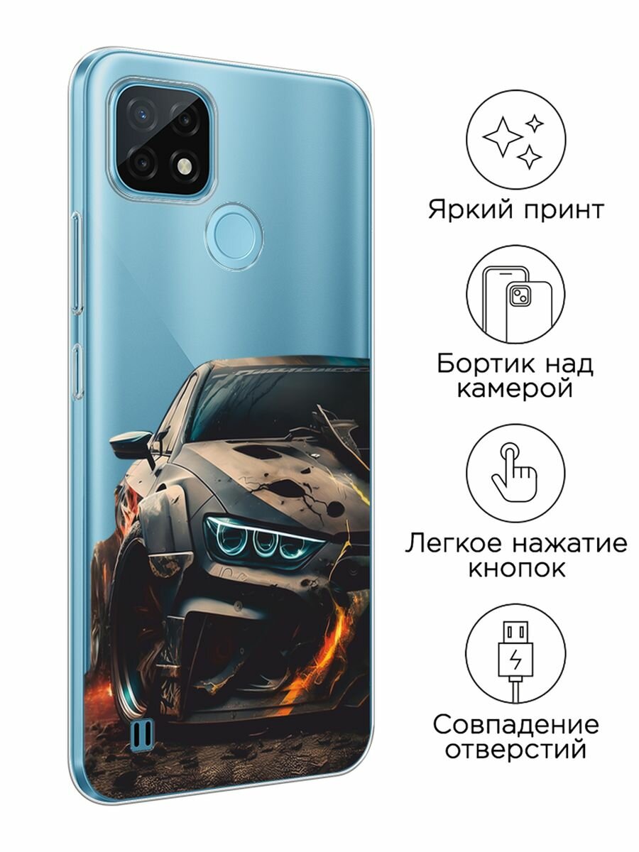 Чехол на Realme C21 / Реалми С21 с принтом "На износ", прозрачный — фото 1