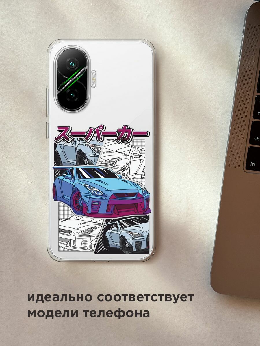 Чехол на Poco F7 / Поко F7 с принтом "JDM коллаж", прозрачный — фото 1