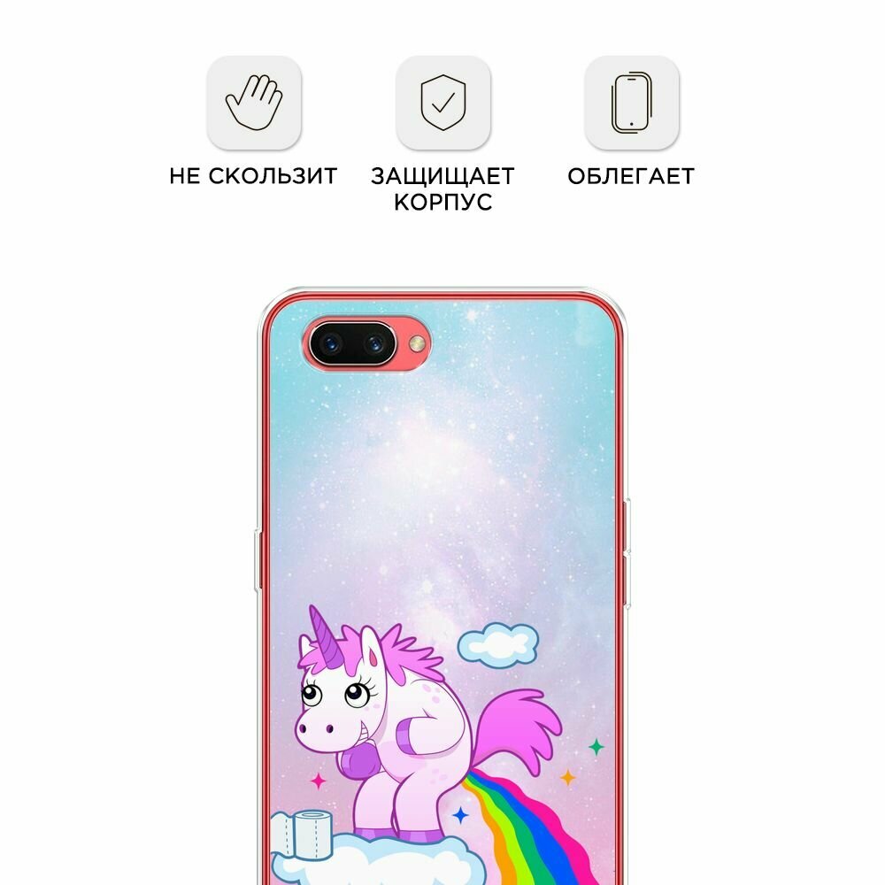 Силиконовый чехол на Oppo A3s / Oppo A3s с принтом "Единорог какает" — фото 1