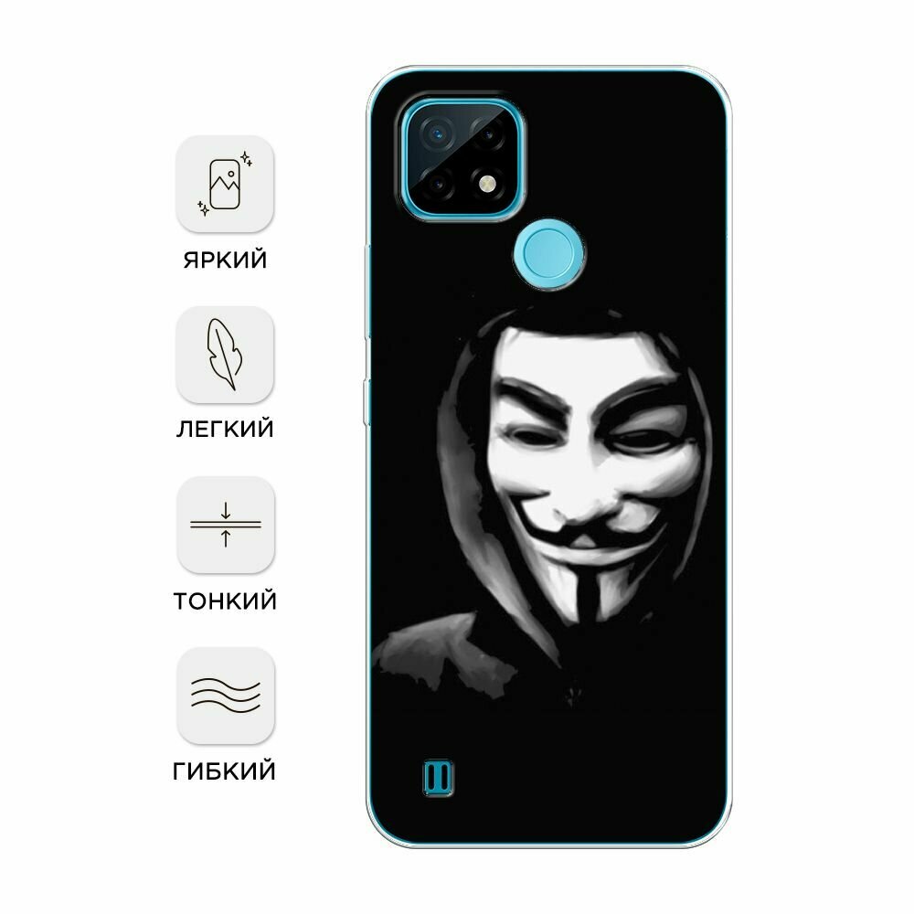 Силиконовый чехол на Realme C21 / Реалми С21 с принтом "Анонимус" — фото 1