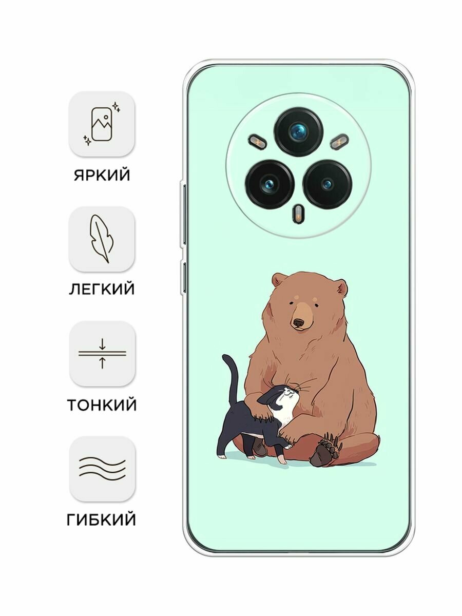 Чехол на Realme 14 Pro / Реалми 14 Про с принтом "Медведь и кошка дружба" — фото 1