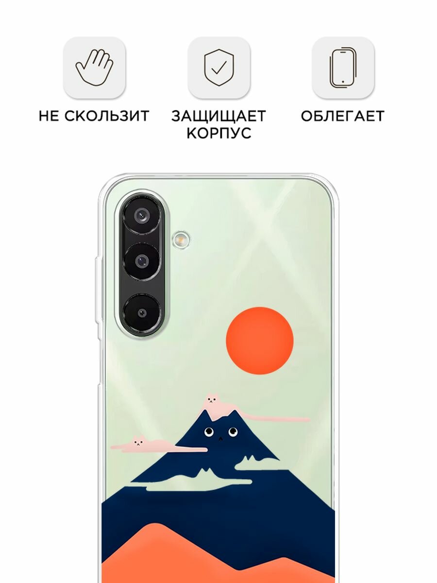 Чехол на Samsung Galaxy M16 / Самсунг Галакси М16 с принтом "Кот-гора", прозрачный — фото 1