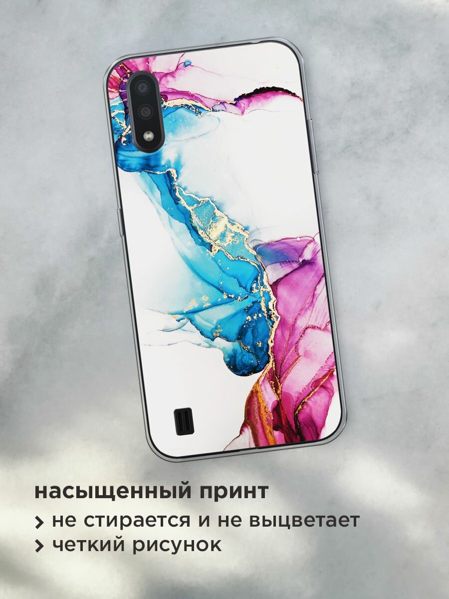 Чехол на Samsung Galaxy A01 / Самсунг Гэлакси А01 с принтом "Розовые разводы рисунок" — фото 1