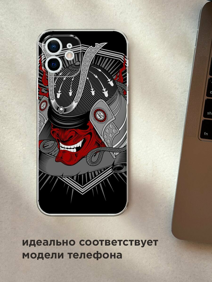 Чехол на Apple iPhone 12 mini / Айфон 12 Мини с принтом "Красная маска самурая" — фото 1