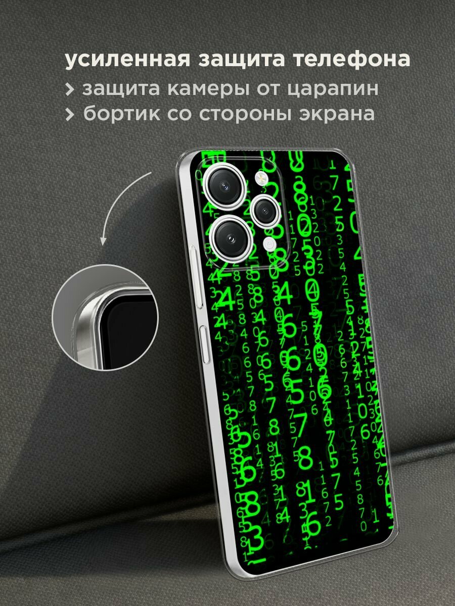 Чехол на Xiaomi Redmi 12 / Сяоми Редми 12 с принтом "Цифры матрицы" — фото 1