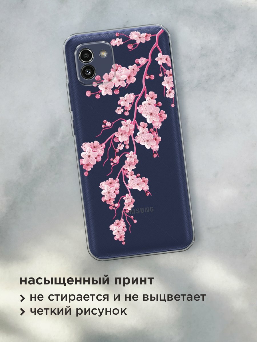 Чехол на Samsung Galaxy A03 / Самсунг Галакси А03 с принтом "Ветка сакуры 2" — фото 1