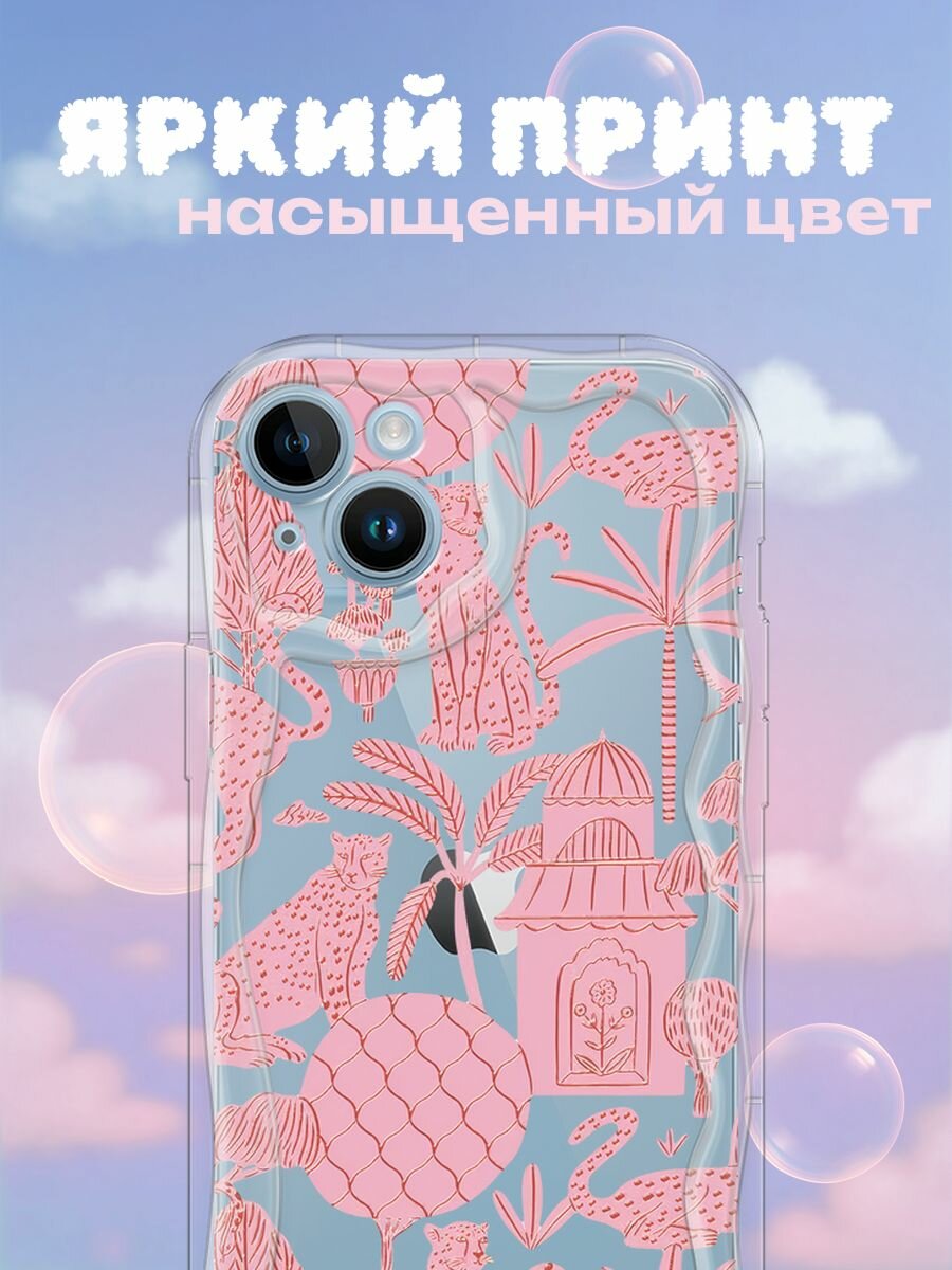 Чехол на Apple iPhone 14 / Айфон 14 с принтом Розовые тропики — фото 1