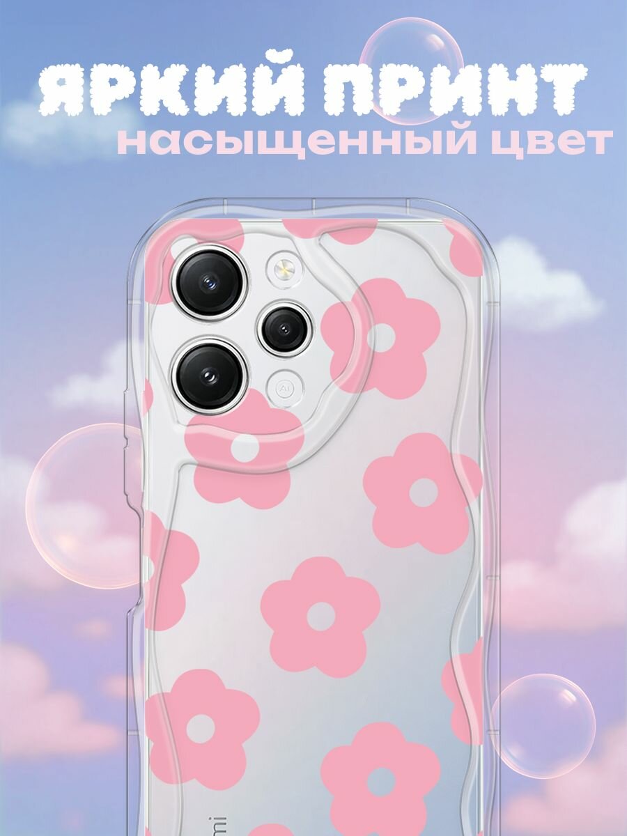 Чехол на Xiaomi Redmi 12 / Редми 12 с принтом "Цветы розовые паттерн" — фото 1
