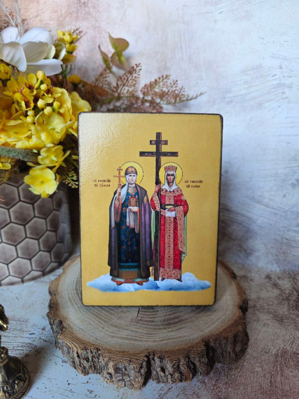 Освященная икона Равноапостольные Княгиня Ольга и Княгиня Елена, 14*20 см