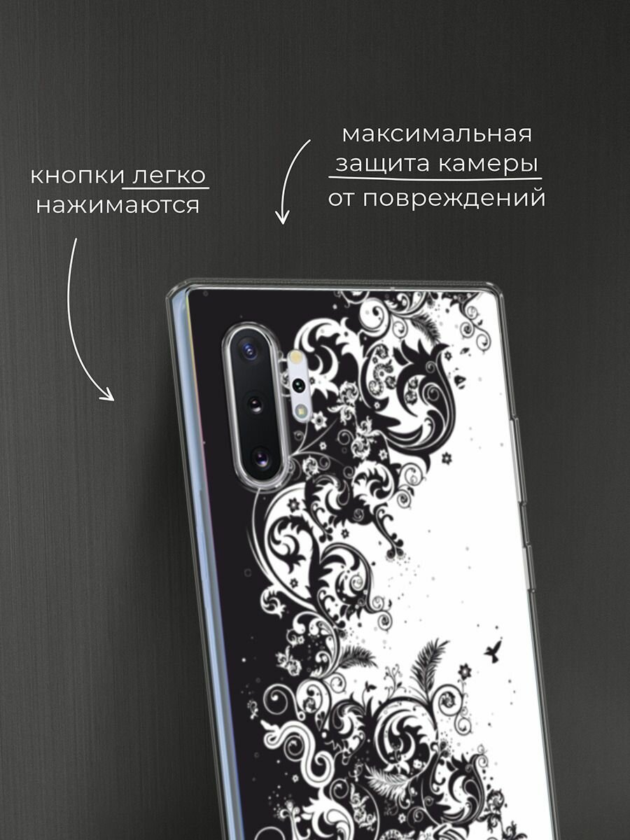 Чехол на Samsung Galaxy Note 10 + / Самсунг Гэлакси Нот 10 Плюс с принтом "Черно белый узор" — фото 1