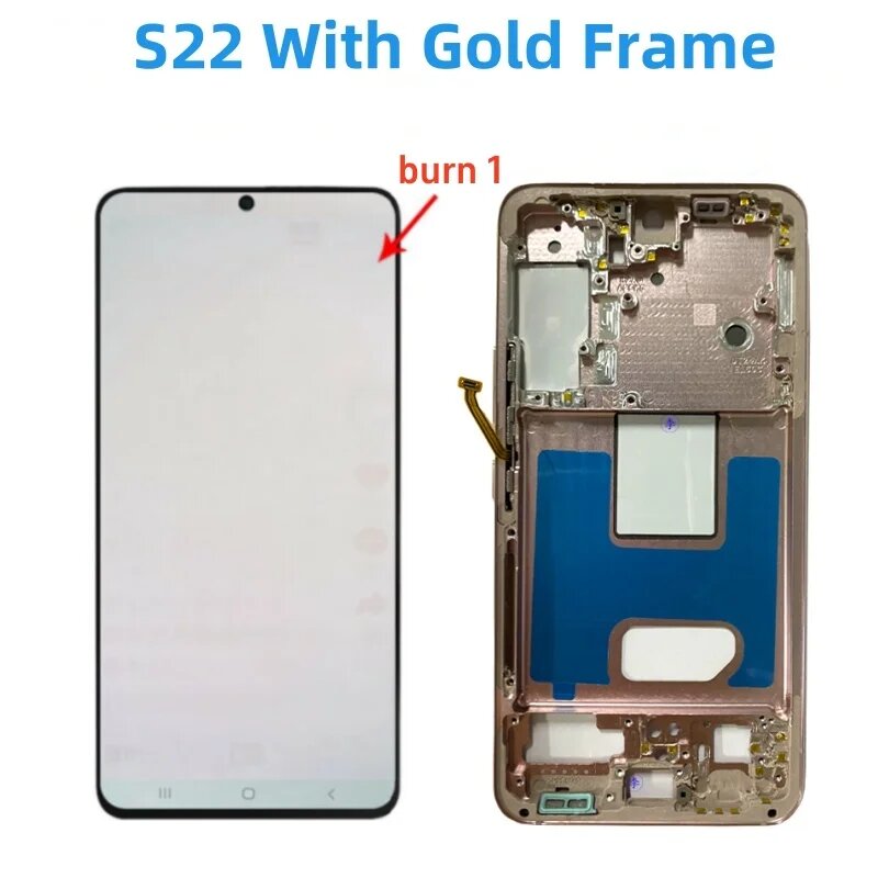 Дисплей Super AMOLED для Samsung Galaxy S22 5G S901U S901B S901B/DS, сенсорный Burn Gold Frame