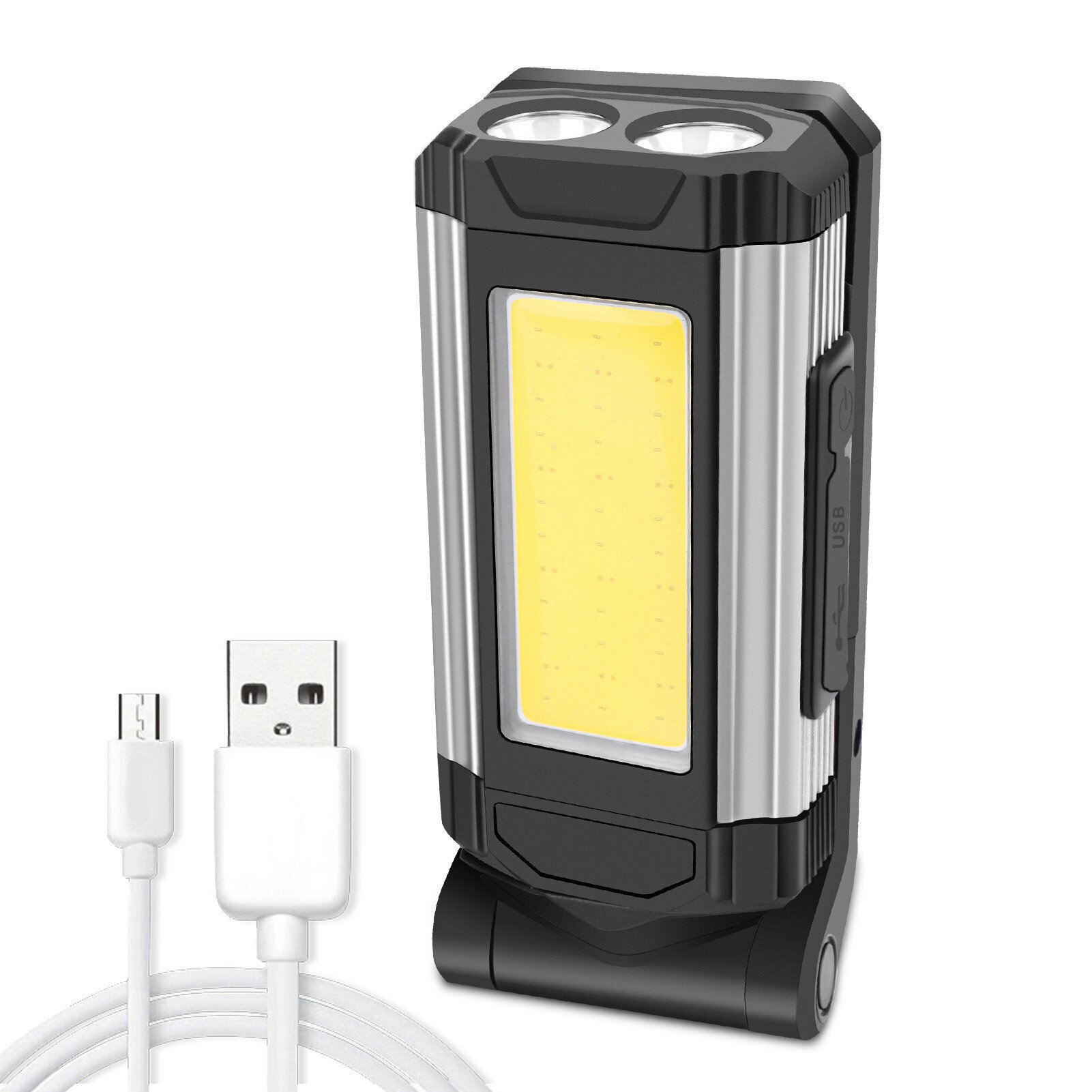 Складные рабочие фонари из алюминиевого сплава, зарядка через USB, магнитный COB-светодиод, инспекционный светильник, портативный заполняющий фонарь, серый цвет.