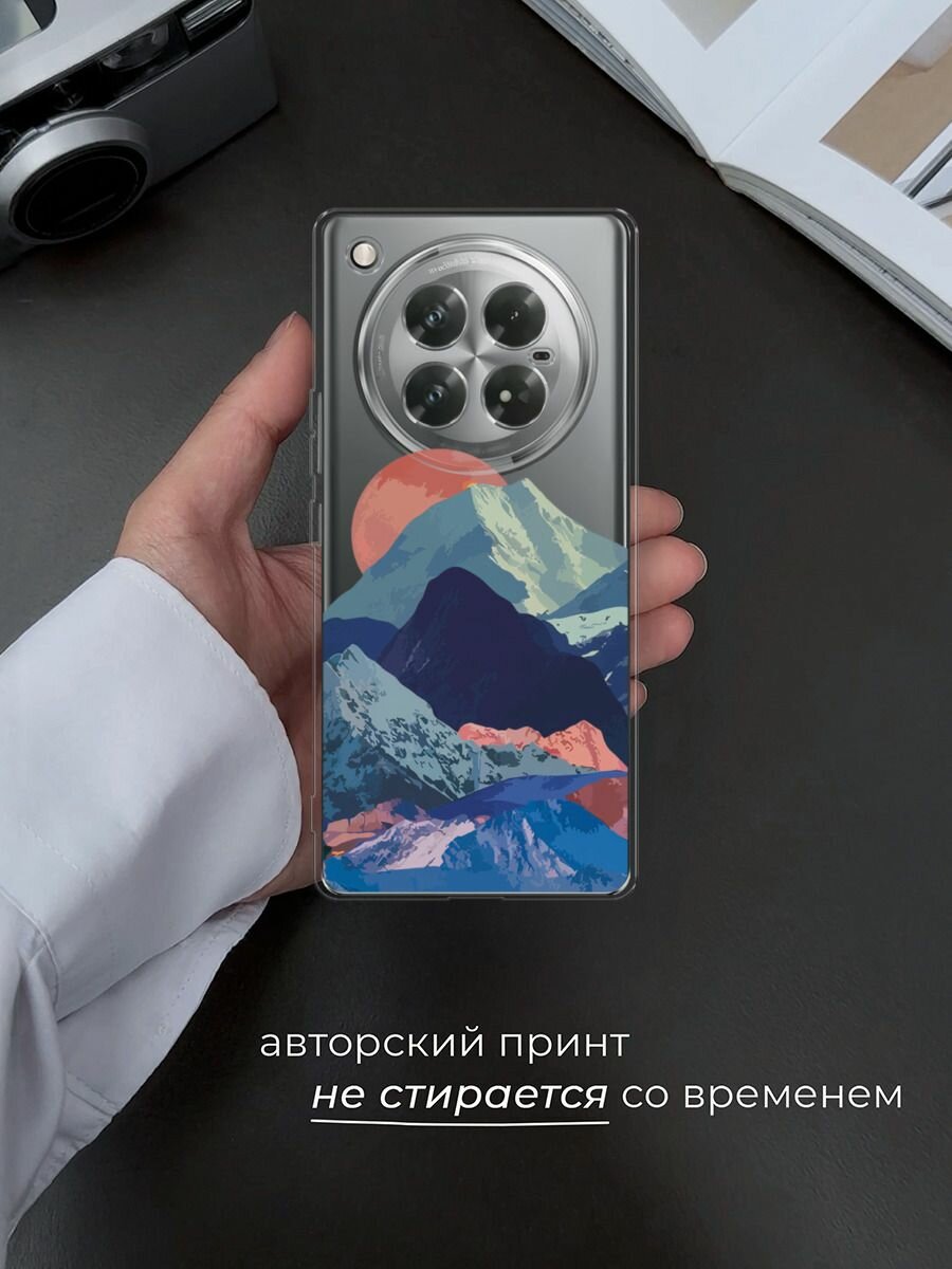 Чехол на Infinix Zero 40 5G / Инфиникс Зеро 40 5G с принтом "Закат в снежных горах", прозрачный — фото 1