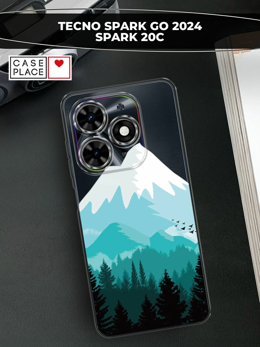 Чехол на Tecno Spark Go 2024/Spark 20C / Текно Спарк Го 2024/Спарк 20C с принтом "Синяя снежная гора", прозрачный