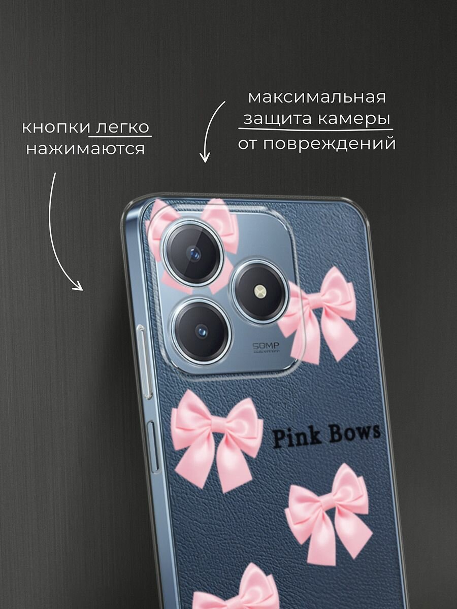 Чехол на Realme C63 / Реалми С63 с принтом "Pink Bows", прозрачный — фото 1