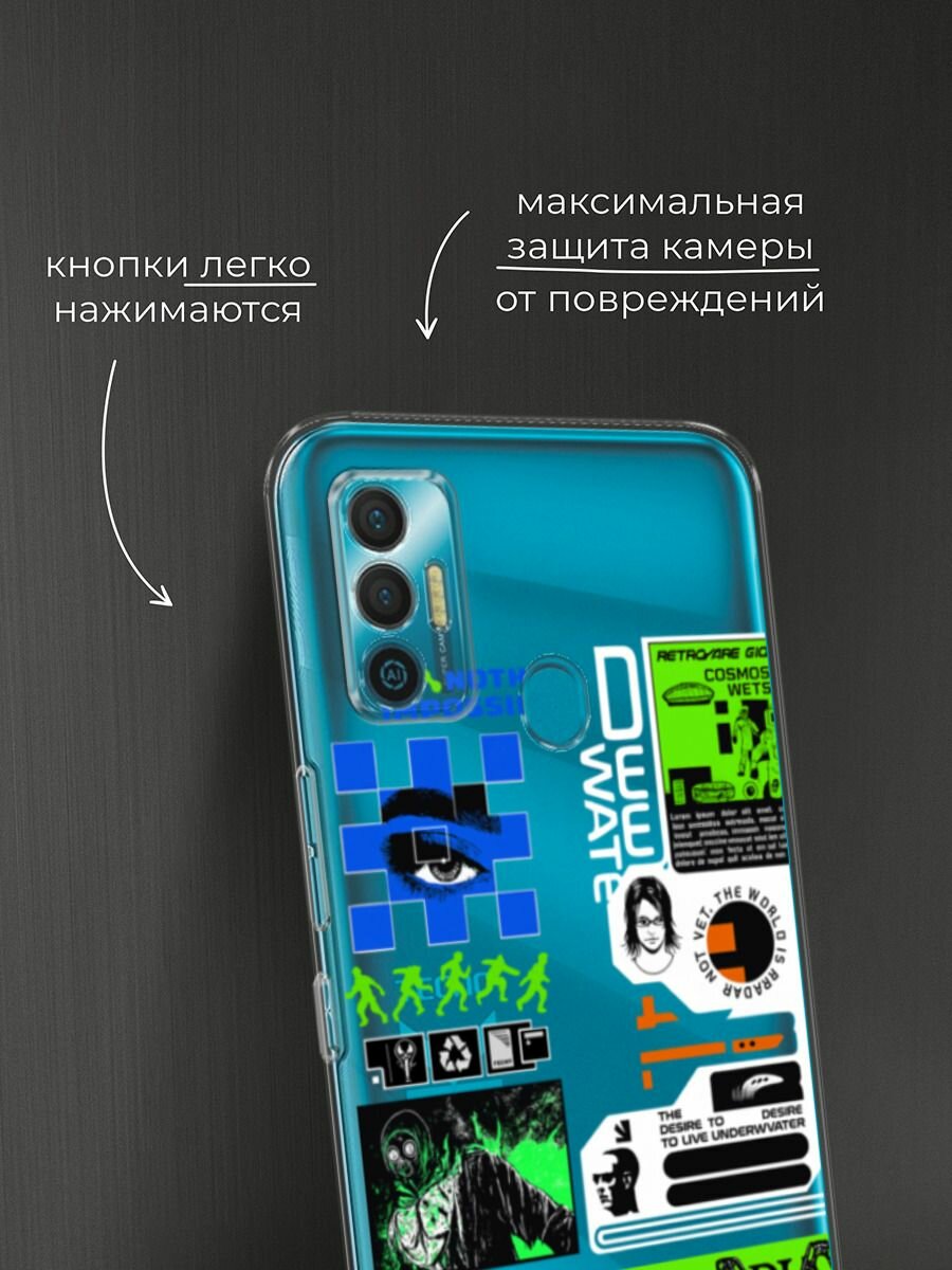 Чехол на Tecno Spark 7 / Техно Спарк 7 с принтом "Nothing impossible", прозрачный — фото 1