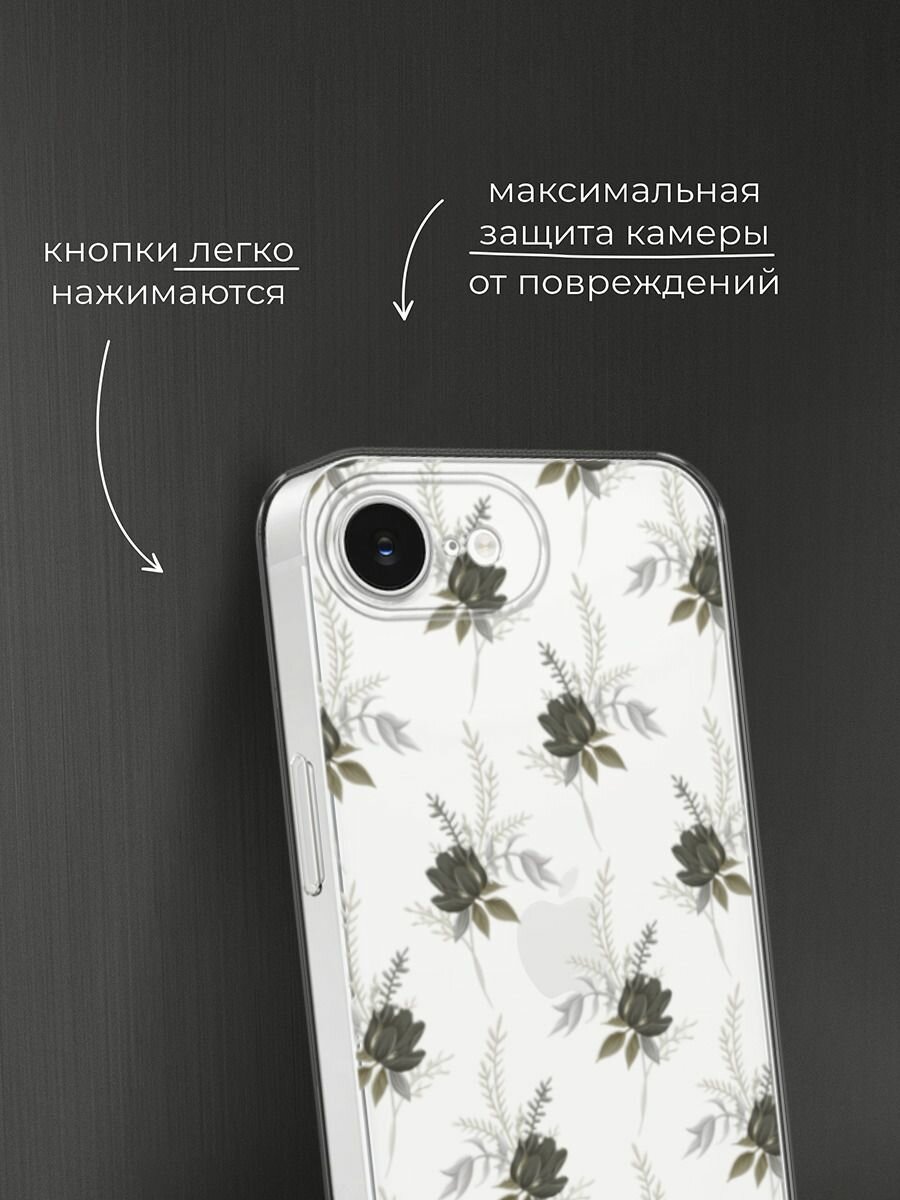 Чехол на Apple iPhone 16e/17e / Айфон 16е/17e с принтом "Паттерн цветы сепия" — фото 1