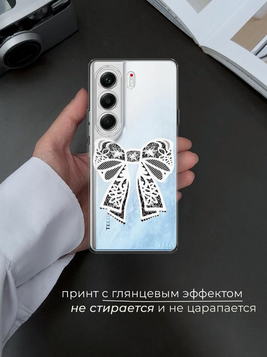 Чехол на Tecno Camon 40 Pro 5G / Текно Камон 40 Про 5G с принтом "Черно-белый бант 2" — фото 1