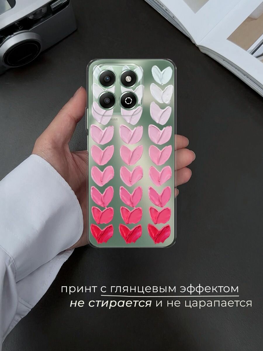 Чехол на Honor X6b / Хонор X6b с принтом "Градиент из сердечек" — фото 1