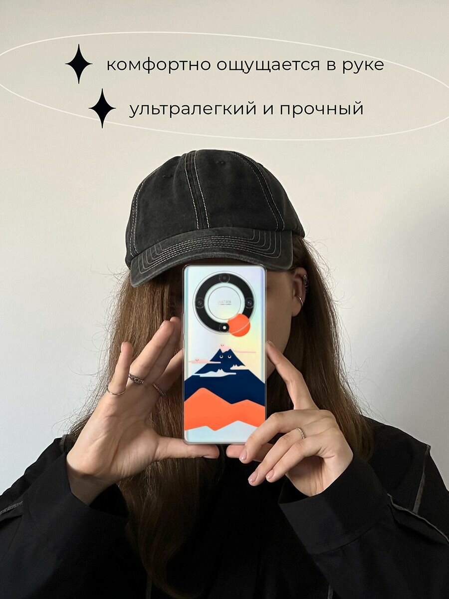 Чехол на Honor X9A / Хонор X9A с принтом "Кот-гора", прозрачный — фото 1