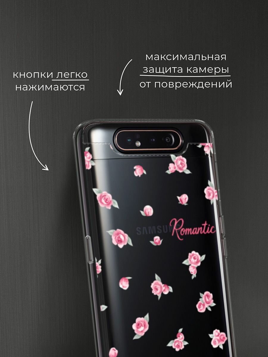 Чехол на Samsung Galaxy A80 / Самсунг Гэлакси A80 с принтом "Romantic 2", прозрачный — фото 1