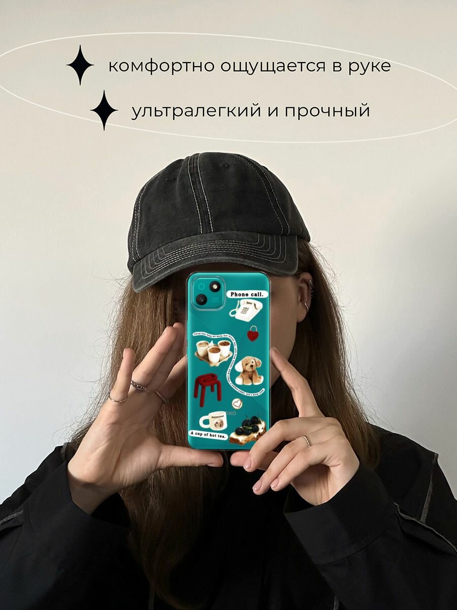 Чехол на Wiko T10 / Вико Т10 с принтом "Phone call", прозрачный — фото 1