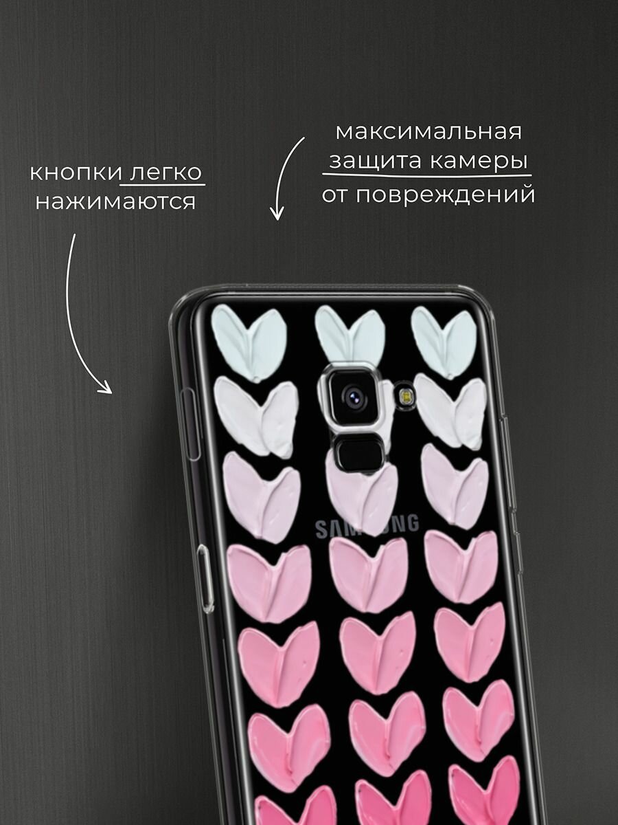 Чехол на Samsung Galaxy A8 + / Самсунг Галакси А8 Плюс 2018 с принтом "Градиент из сердечек" — фото 1