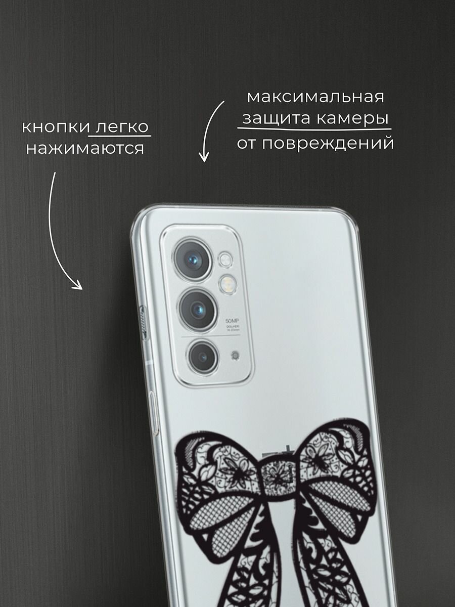 Чехол на OnePlus 9RT / ВанПлас 9RT с принтом "Черный сетчатый бант 2" — фото 1