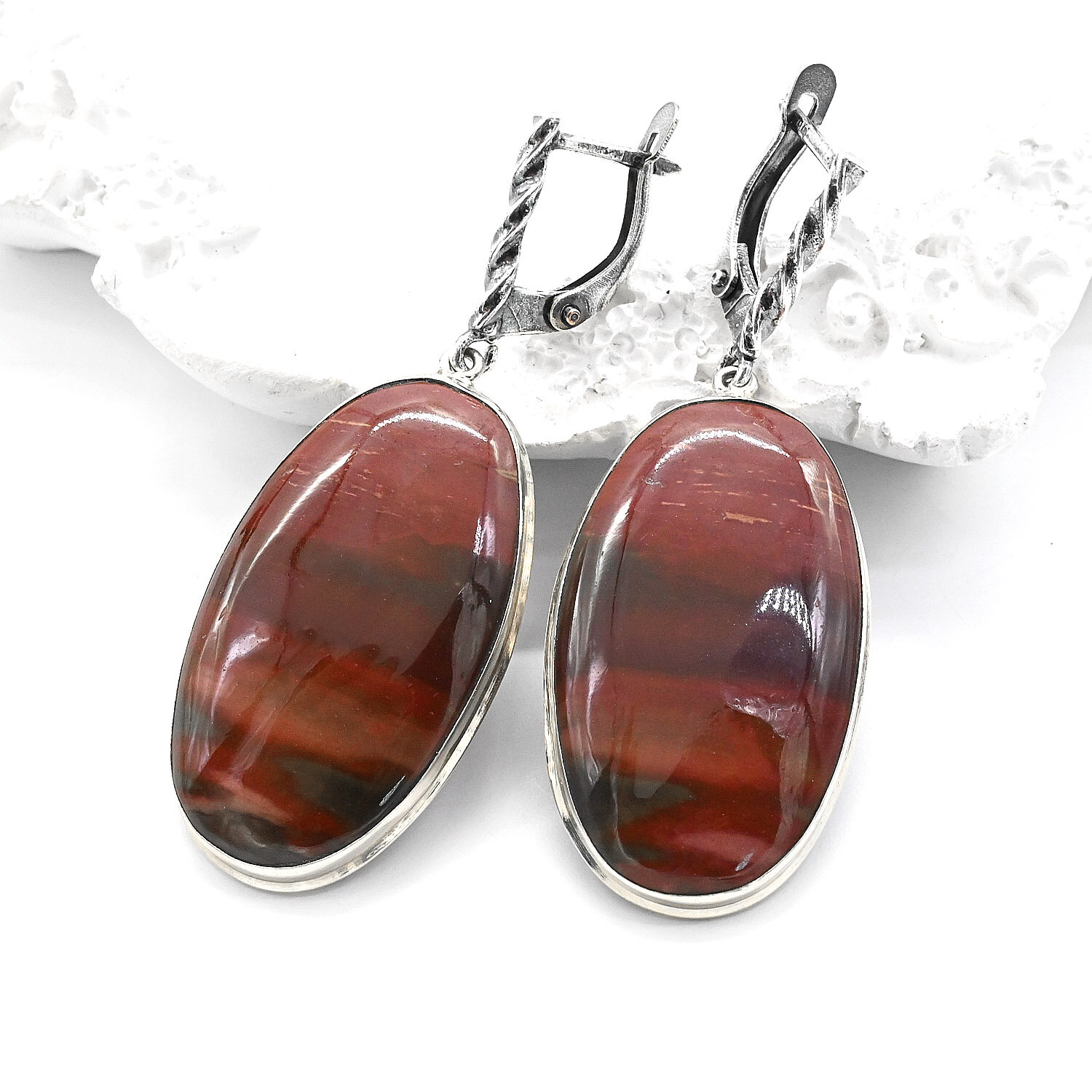 Серьги, яшма