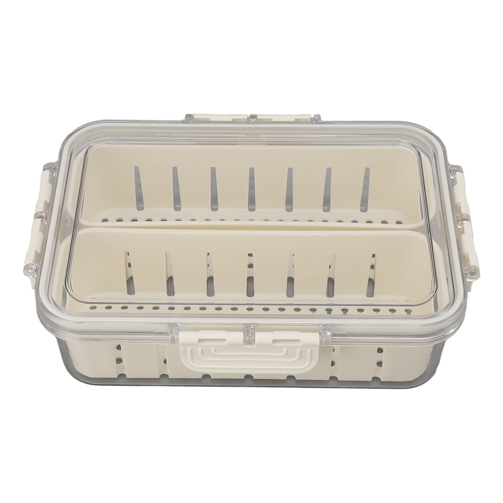 Коробка для хранения холодильника высокая герметизация многоцелевых овощных фруктов контейнеров для кухонных пикников с двойными дренажными корзинами