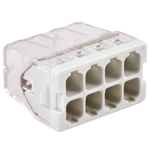 Клеммы соединительные Electrodeel 8-контактная, Elеctrodeel ED 772-208-b6, сечение 0.5-2.5 мм2, 24А-450В, упаковка 6 шт