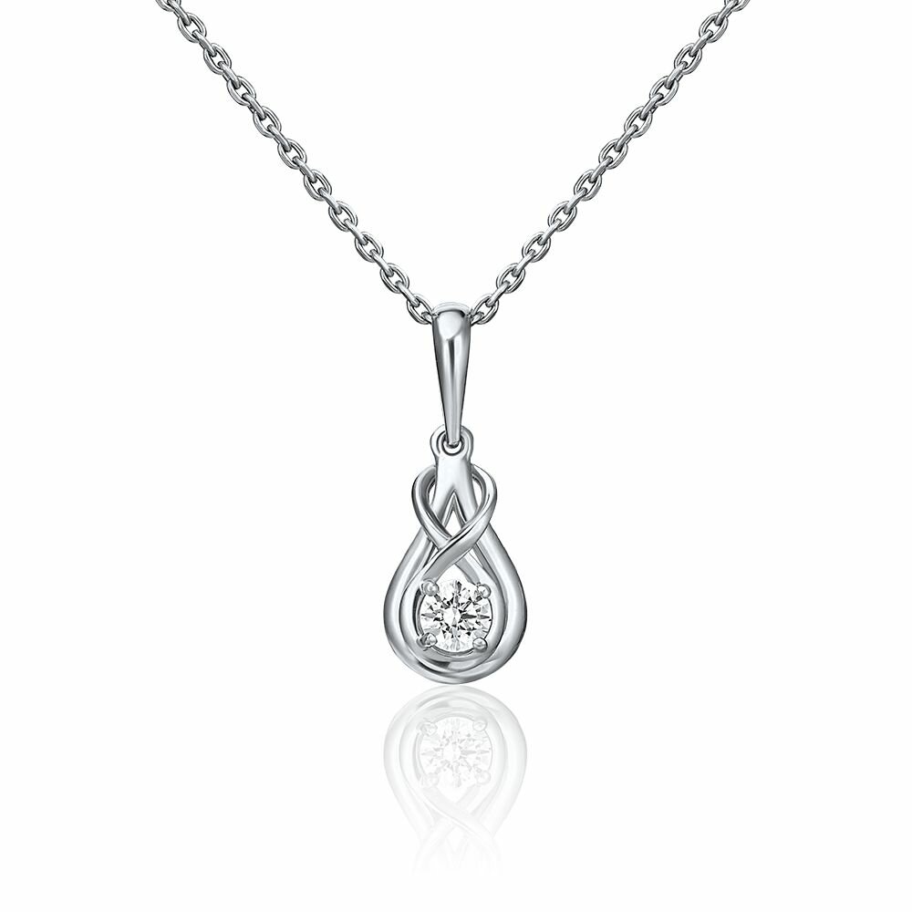 Подвеска, белое золото, 585 проба, родирование, фианит