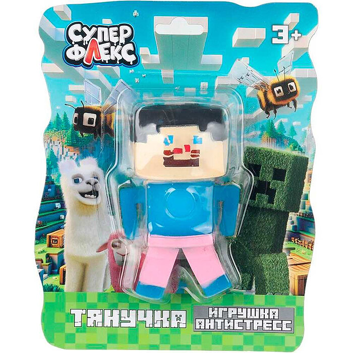 Игрушка антистресс тянучка "Пиксельный персонаж в синем свитере" блистер, Супер Флекс