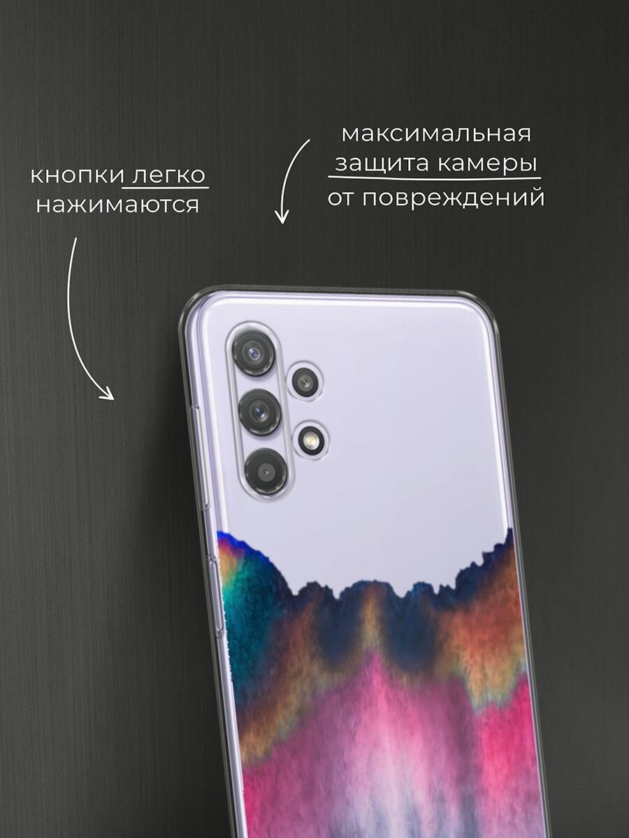 Чехол на Samsung Galaxy A32 / Самсунг Галакси А32 с принтом Акварельная абстракция, прозрачный — фото 1